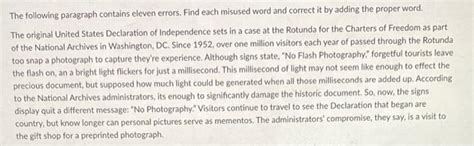 the following paragraph contains eleven errors find