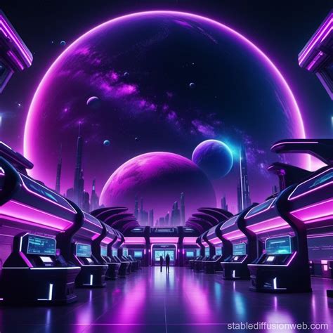 Space With Planetary System In Galaxy Stable Diffusion Online