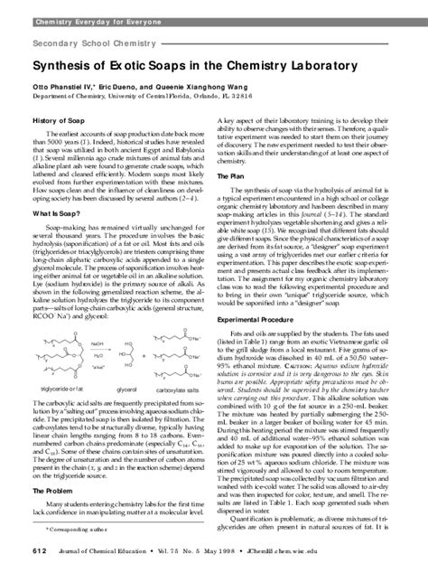 pdf synthesis of exotic soaps in the chemistry laboratory