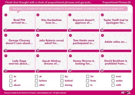Prepositional Phrases Activity Esl Expertz