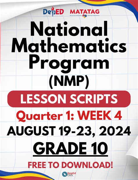 Grade 7 10 Nmp Lesson Scripts Q1 Week 4 Deped Click