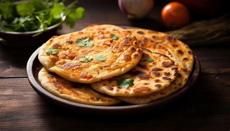 Premium Photo Tawa Roti On A Plate With A Wooden Background