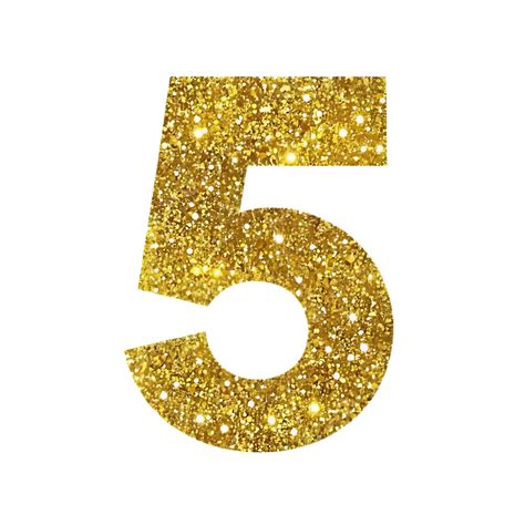 Golden Glitter Number 5 Illustration For Birthday And Anniversary