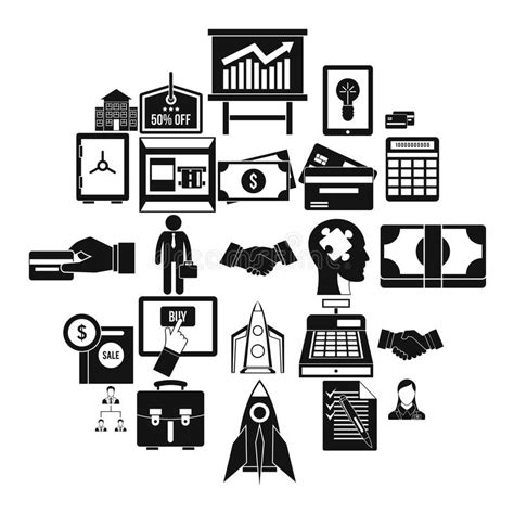Seo Development Icons Set Simple Style Stock Vector Illustration Of Dollar Direction 124664904