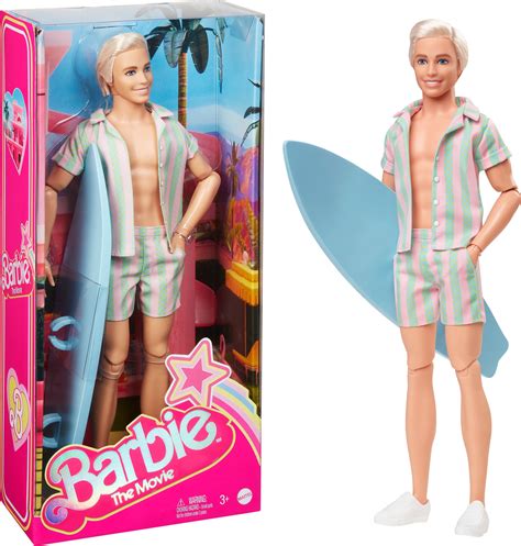 Barbie The Movie Ken Doll Wearing Pastel Striped Beach Matching Set Walmart Com