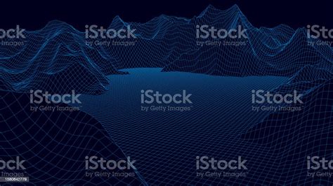벡터 와이어프레임 3d 풍경입니다 기술 그리드 그림입니다 연결된 점과 선의 네트워크 미래 지향적인 배경 디지털 화면에 대한 스톡 벡터 아트 및 기타 이미지 Istock