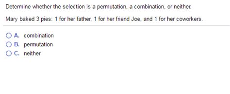 Solved Determine Whether The Selection Is A Permutation A Chegg