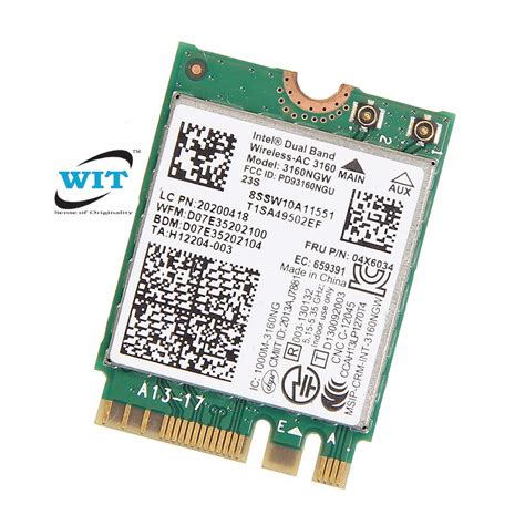 Intel Dual Band Wireless AC NGW AC WiFi Bluetooth NGFF Card WIT Computers