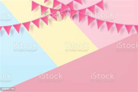 기념일 생일 인사말 카드 전단지 초대장 포스터 브로슈어 배너 일정 문자 사랑 선물에 대 한 핑크 페 넌 트 배너 배경 벡터 디자인 달콤한 Colorfu Film