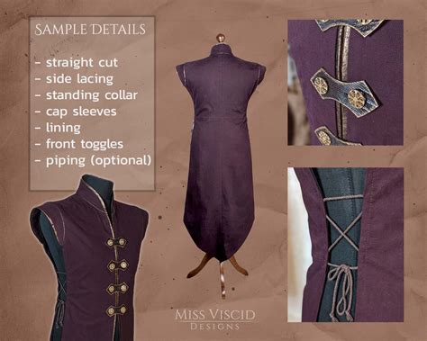 Mens Tabard Vest With Standing Collar Digital Pattern With Sewing