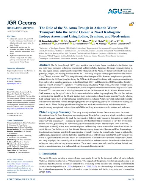 Pdf The Role Of The St Anna Trough In Atlantic Water Transport Into The Arctic Ocean A Novel