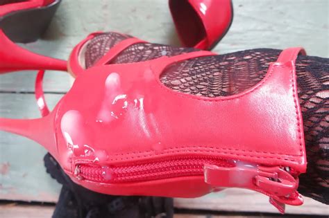 Cummed Red Zipper Of Her Ankle Strap Heels 10 Pics Xhamster