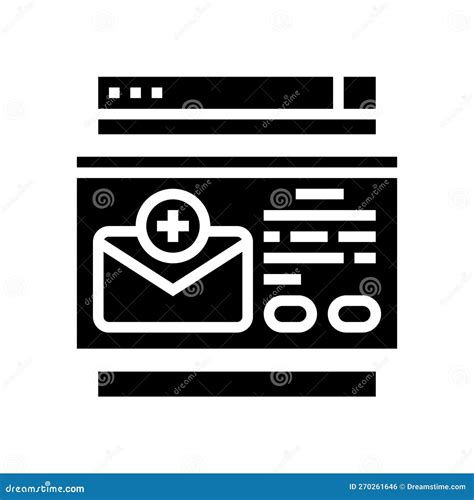 Email Subscriptions Increment Glyph Icon Vector Illustration Stock