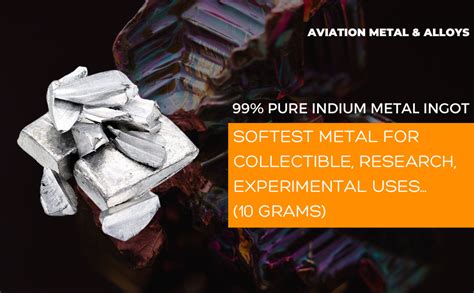 Aviation Metal And Alloys Indium Metal Ingot 99 Pure 10 Grams Ultra Soft Metal For Scientific