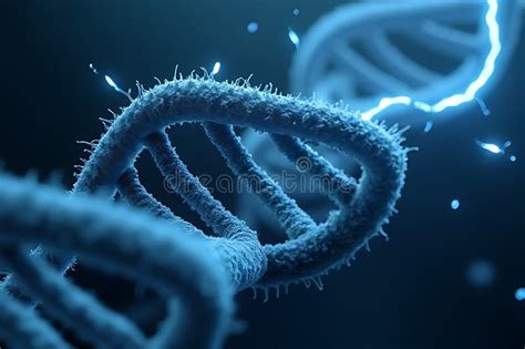 Scientific Visualization Of Dna Structure In Dark Microscopic Laboratory Environment Stock
