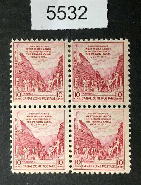 US Stamps Canal Zone 146 Mint OG 2h 2nh Block LOT 5532 United
