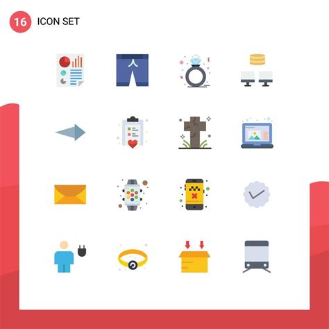 Mobile Interface Flat Color Set Of 16 Pictograms Of Next Arrow Diamond Sync Backup Editable Pack