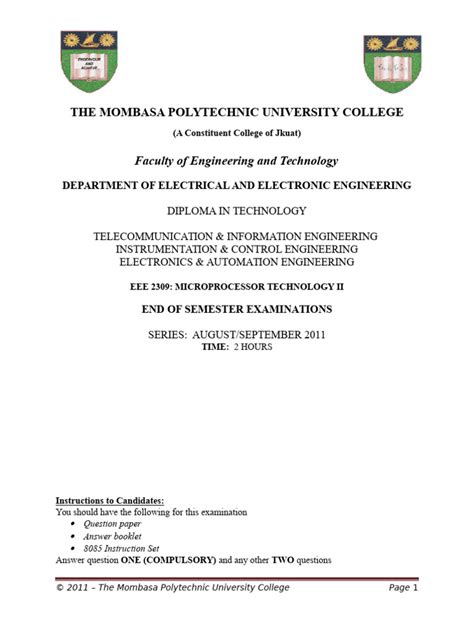 Eee 209 Microprocessor Technology Ii Pdf Central Processing Unit Computer Engineering