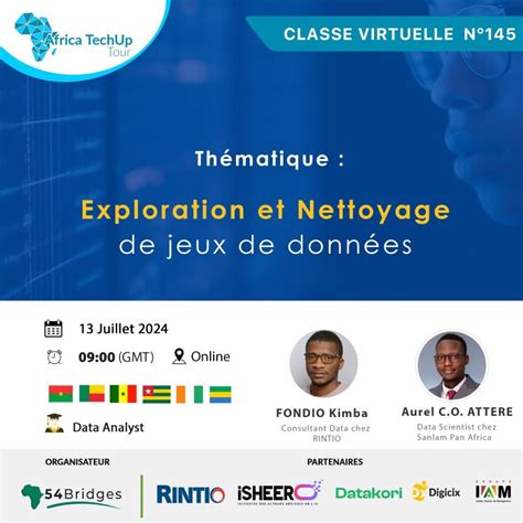 🛑 Spécialisation Data Analyst Classe Virtuelle 145 Africa Techup Tour