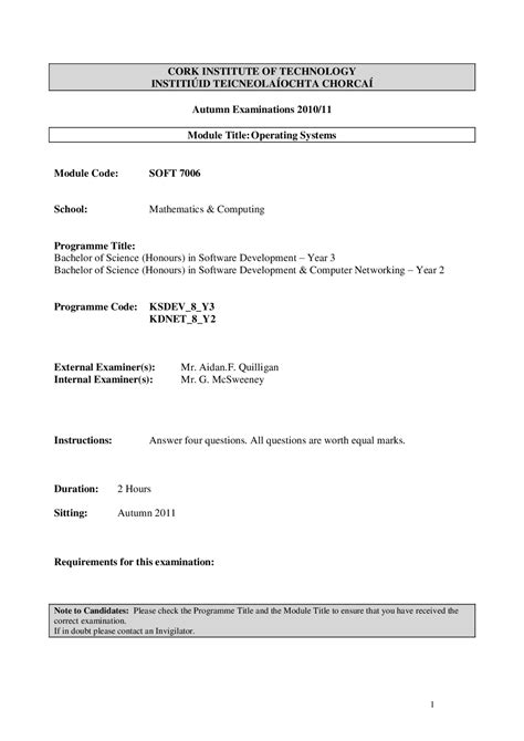 Deadlock Prevention Operating System Exam Paper Docsity