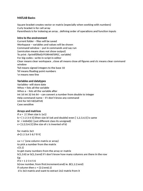Matlab Basics Pdf