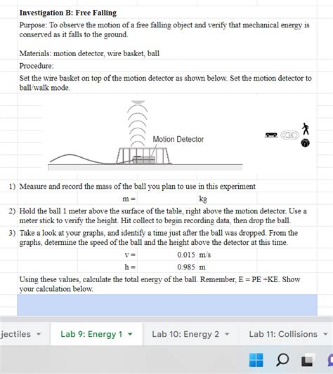 solved investigation b free falling purpose to observe the