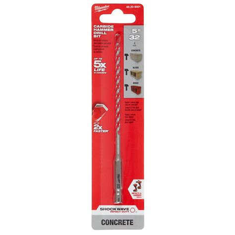 48 20 9001 5 32 X 4 X 6 Carbide Hammer Drill Bit Milwaukee Tool