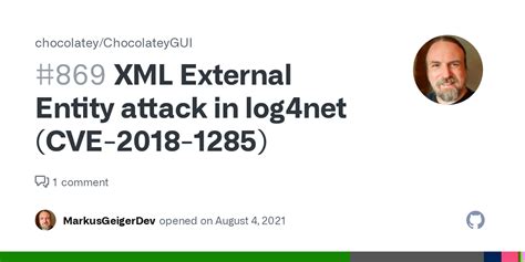 Xml External Entity Attack In Log4net Cve 2018 1285 · Issue 869 · Chocolateychocolateygui
