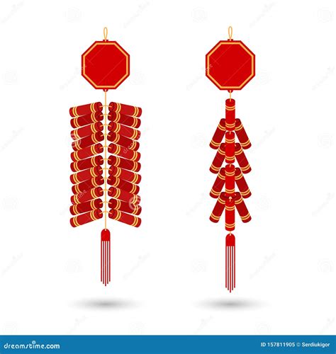 Red Chinese Firecracker Flat Icon Vector Red Fire Cracker Art Design