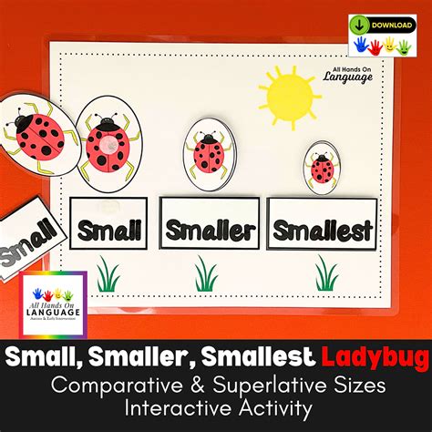 Small Smaller Smallest Ladybug Size Ordering Activity Compare Sizes