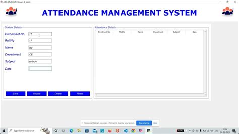 Attendance System Python Project Tkinter Mysqlconnector Youtube