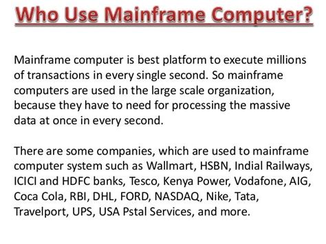 Mainframe Computer With Its Example Types Uses And Features PPTX