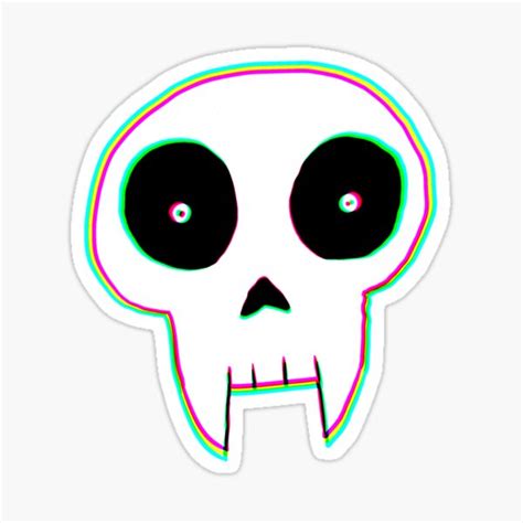 Fanged Skull Sticker By Chaotic Crochet Redbubble
