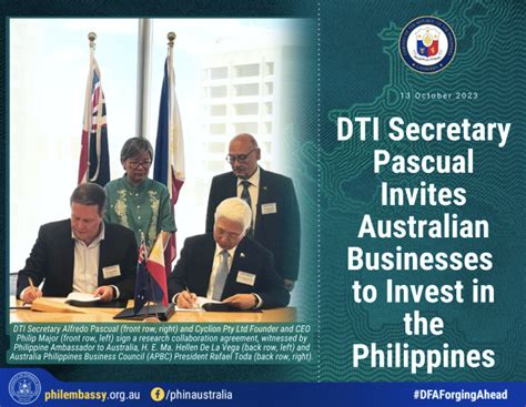 Dti Secretary Pascual Invites Australian Businesses To Invest In The