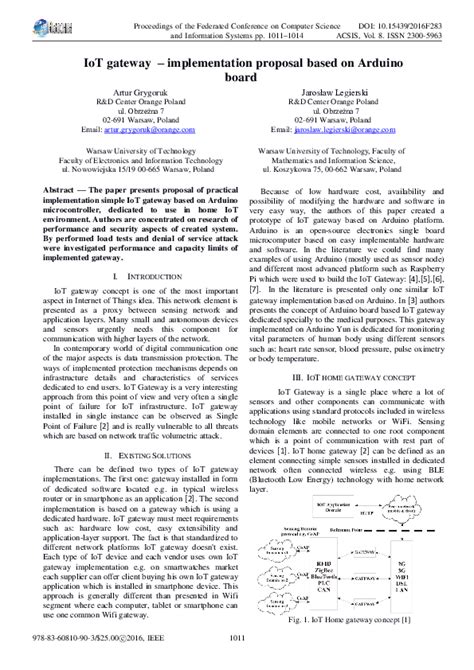 Pdf Iot Gateway Implementation Proposal Based On Arduino Board