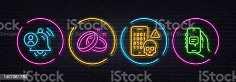 사이버 공격 사용자 알림 및 결혼 반지 최소 라인 아이콘 웹 응용 프로그램의 경우 벡터 인쇄 결혼식에 대한 스톡 벡터 아트 및 기타 이미지 Istock