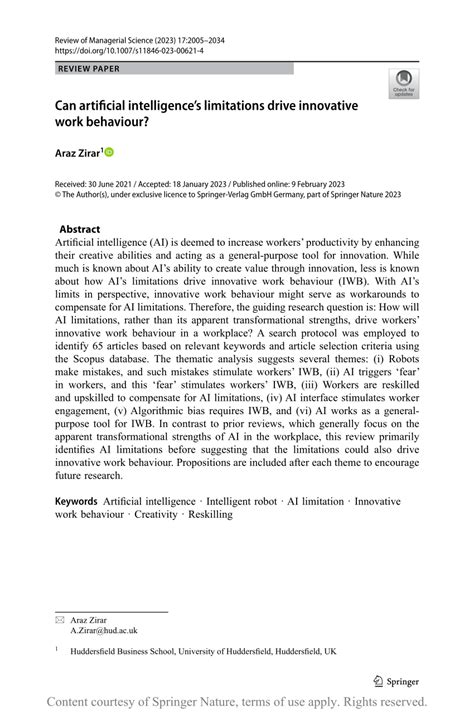 Can Artificial Intelligences Limitations Drive Innovative Work Behaviour