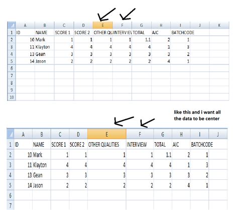 Javascript Center All And Adjust Excel Column According To Data Length Stack Overflow
