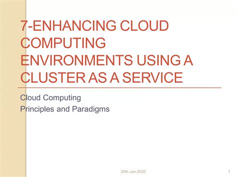 Cloud Computing Environment Using Cluster As A Service Pptx