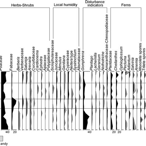 Fossil Pollen Assemblages Gray Curves Represent A 5 × Exaggeration