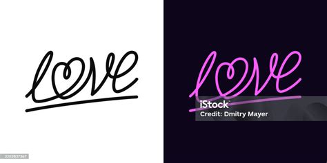 편집 가능한 획으로 사랑 글자 아이콘의 윤곽선을 그립니다 마음이 담긴 사랑의 단어 선형 서예 텍스트 이탤릭체 스크립트 필기체 비문 낭만적 인 필기체 쓰기 아무르 서예를