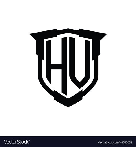 Hv Logo Monogram Letter With Shield Shape Design Vector Image