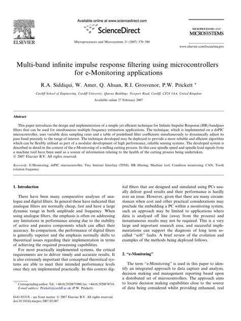 Pdf Multi Band Infinite Impulse Response Filtering Using Microcontrollers For E Monitoring