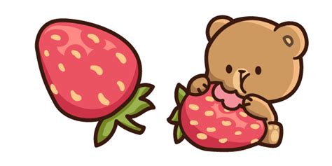 Cute Mocha Bear And Strawberry Cursor Custom Cursor