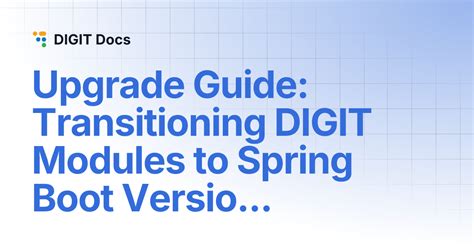 Upgrade Guide Transitioning Digit Modules To Spring Boot Version 3 2 2 Digit Docs