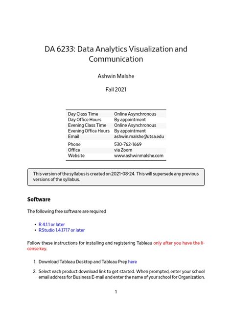 Data Visualization And Communication Syllabus Pdf Academic Dishonesty Visualization Graphics