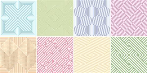 Collection Of Seamless Weave Geometric Patterns Color Endless Striped Textures Delicate