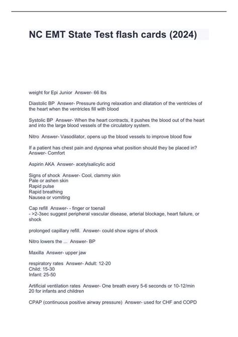 Nc Emt State Test Flash Cards 2024 Nc Emt B Stuvia Us
