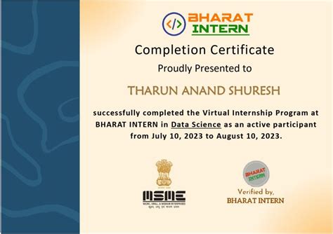 Tharun Anand Shuresh On Linkedin Datascienceinternship Learningjourney