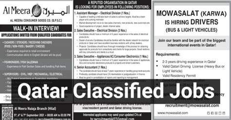 Qatar Classified Jobs 06th September 2021